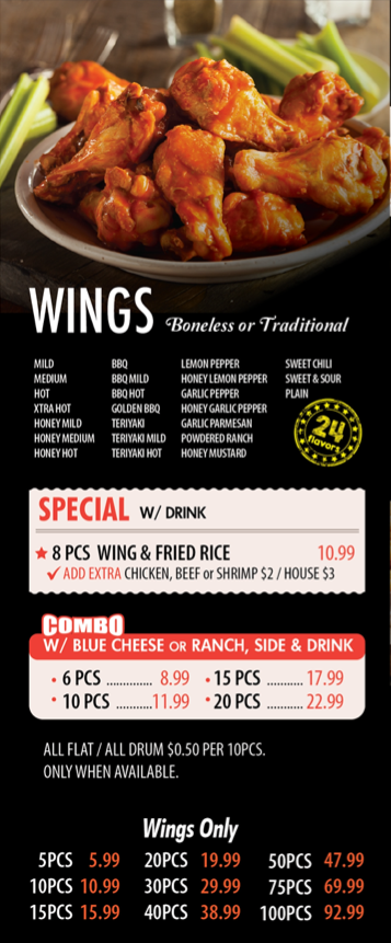 Menu J Buffalo Wings And Bar
