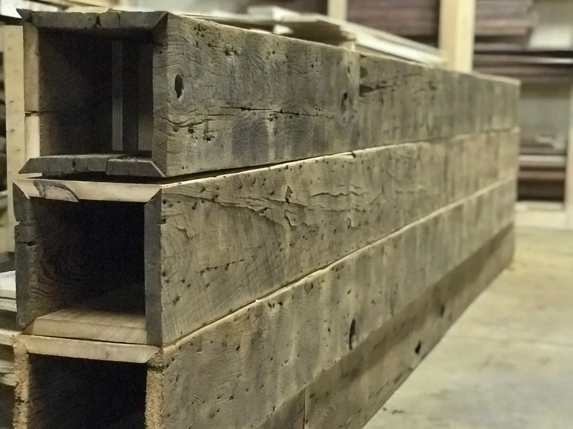 Custom Faux Box Beams | Rustic Reclaimed Wood