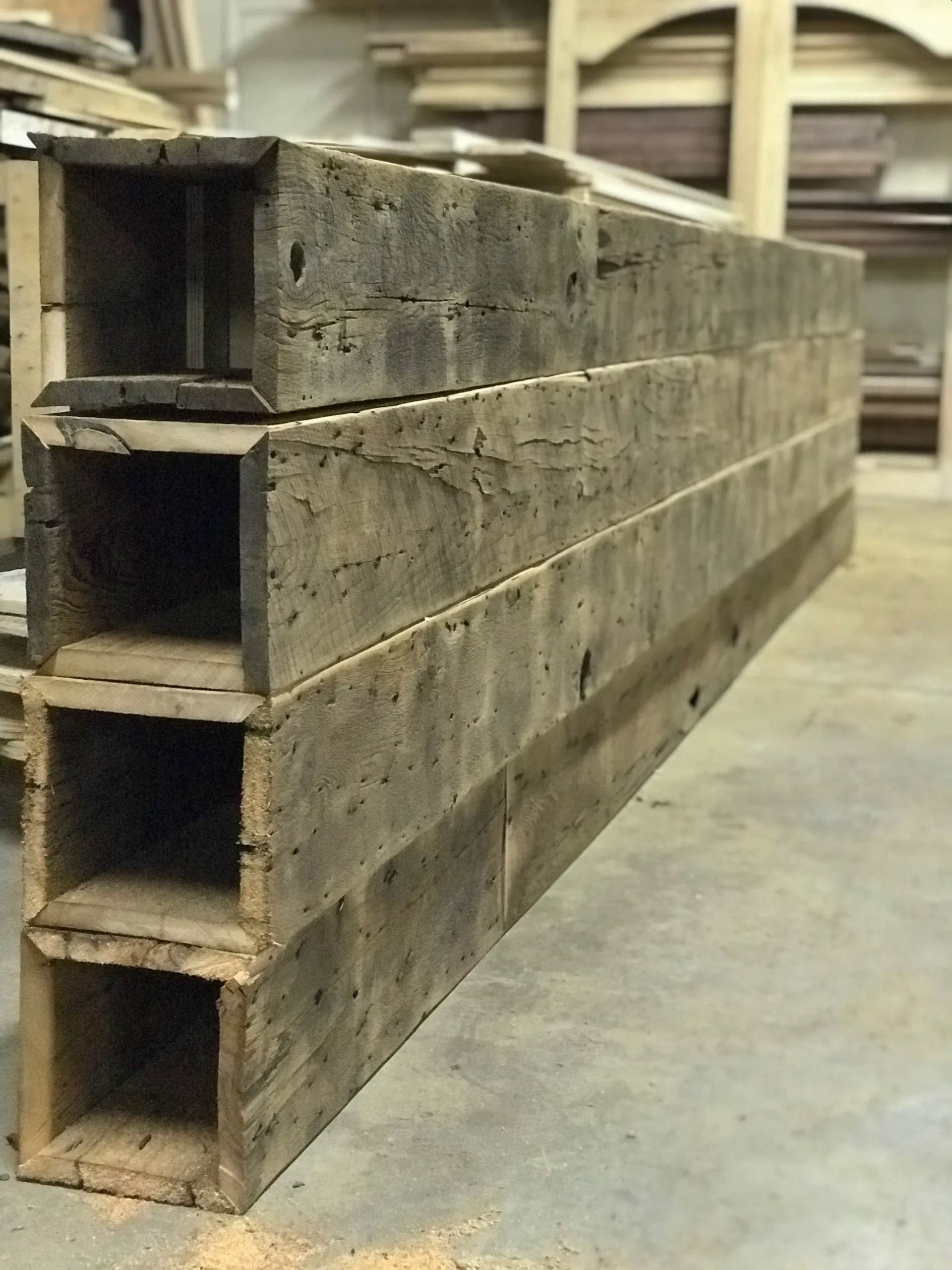 Custom Faux Box Beams | Rustic Reclaimed Wood