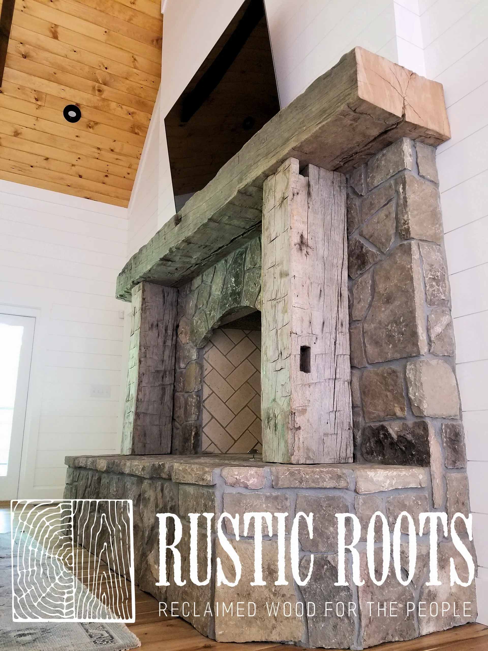 WHAT IS A HAND HEWN RECLAIMED WOOD BEAM MANTEL?