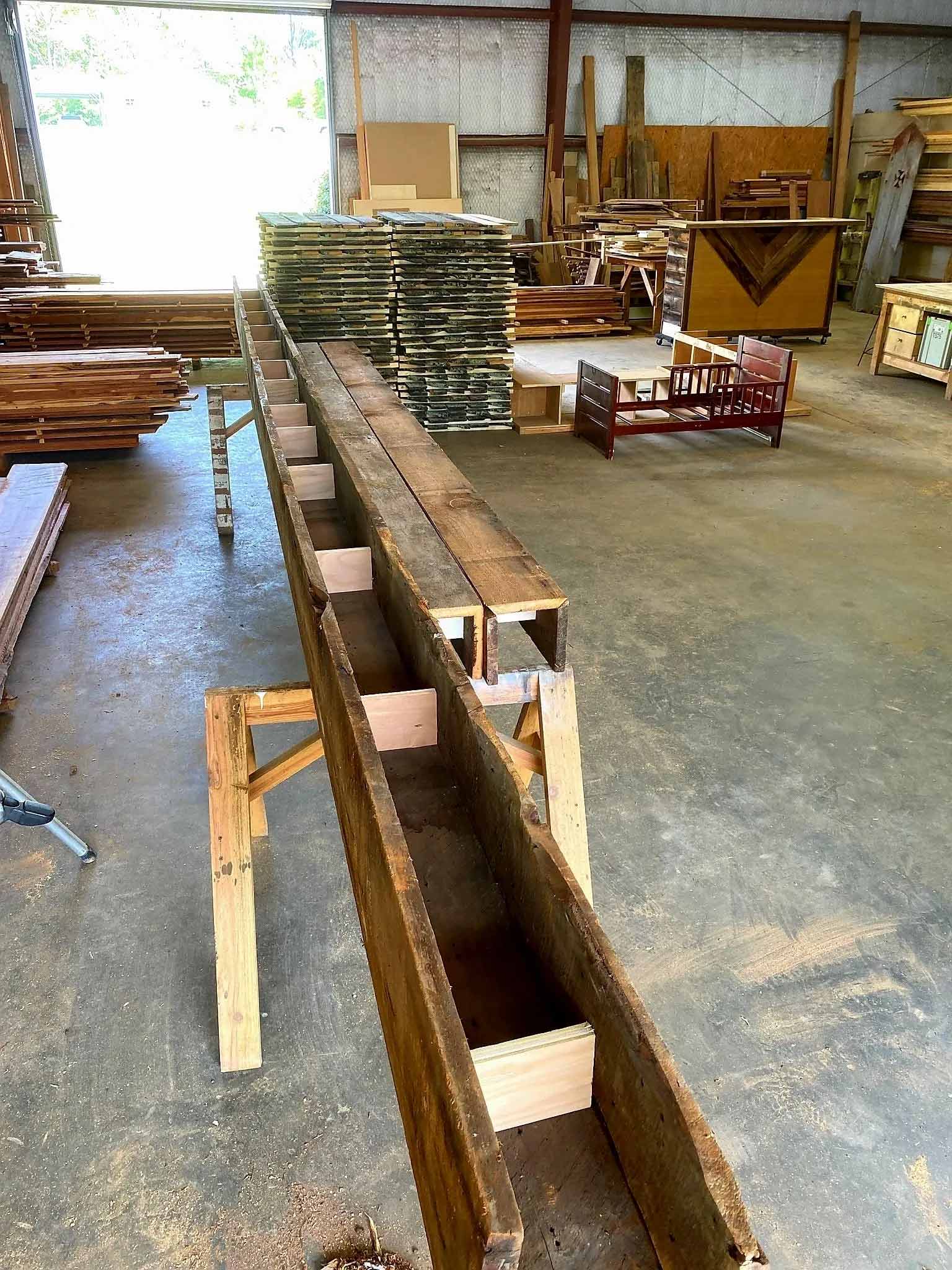 Custom Faux Box Beams | Rustic Reclaimed Wood