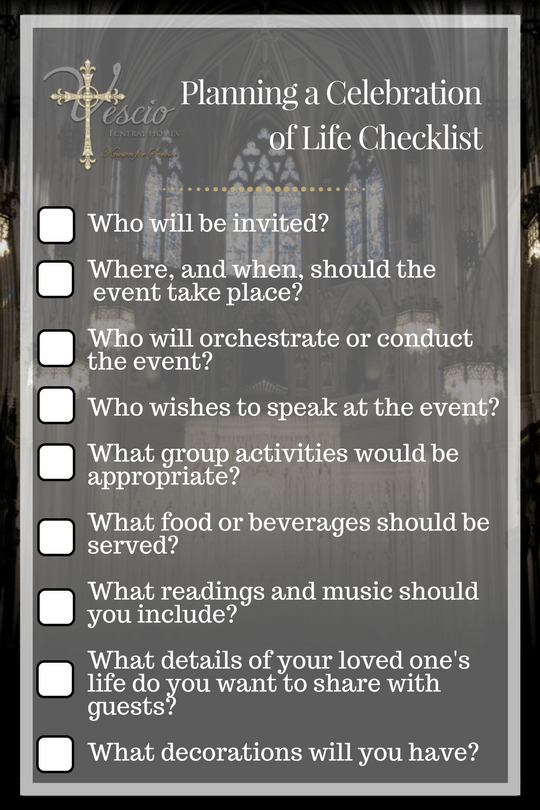 Planning a Celebration of Life Checklist