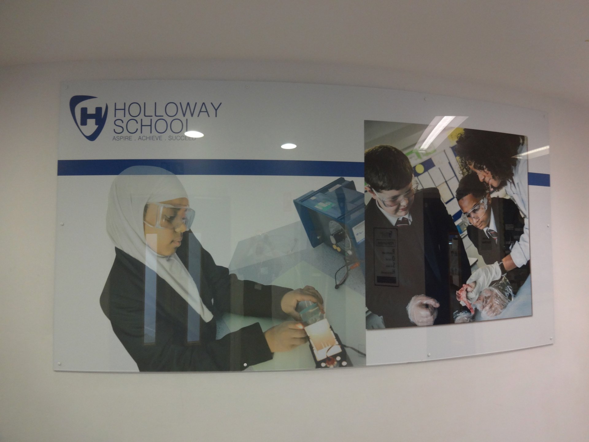 School wall acrylic covered photoboard displays