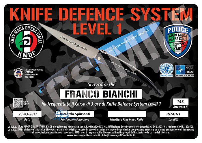 Corso Istruttore Krav Maga Knife - Disarmo e combattimento con coltello