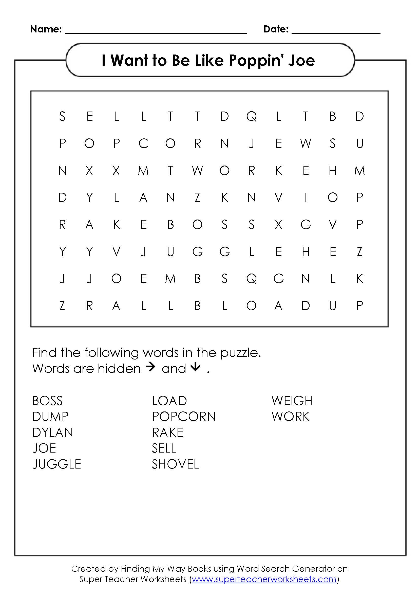 Word Find Activity for children for Finding My Way Books.