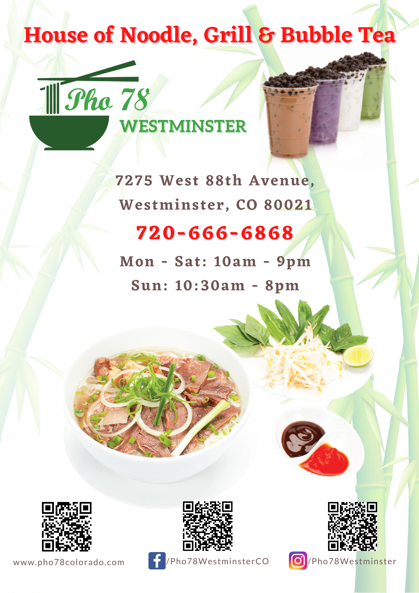 Pho78 Westminster Menu