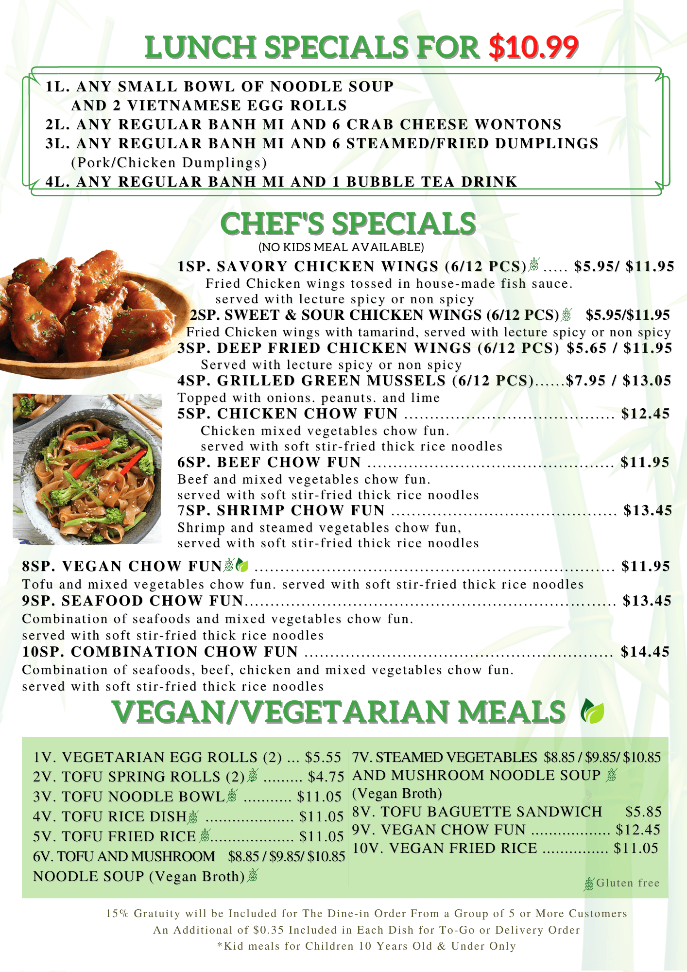 Pho78 Westminster Menu