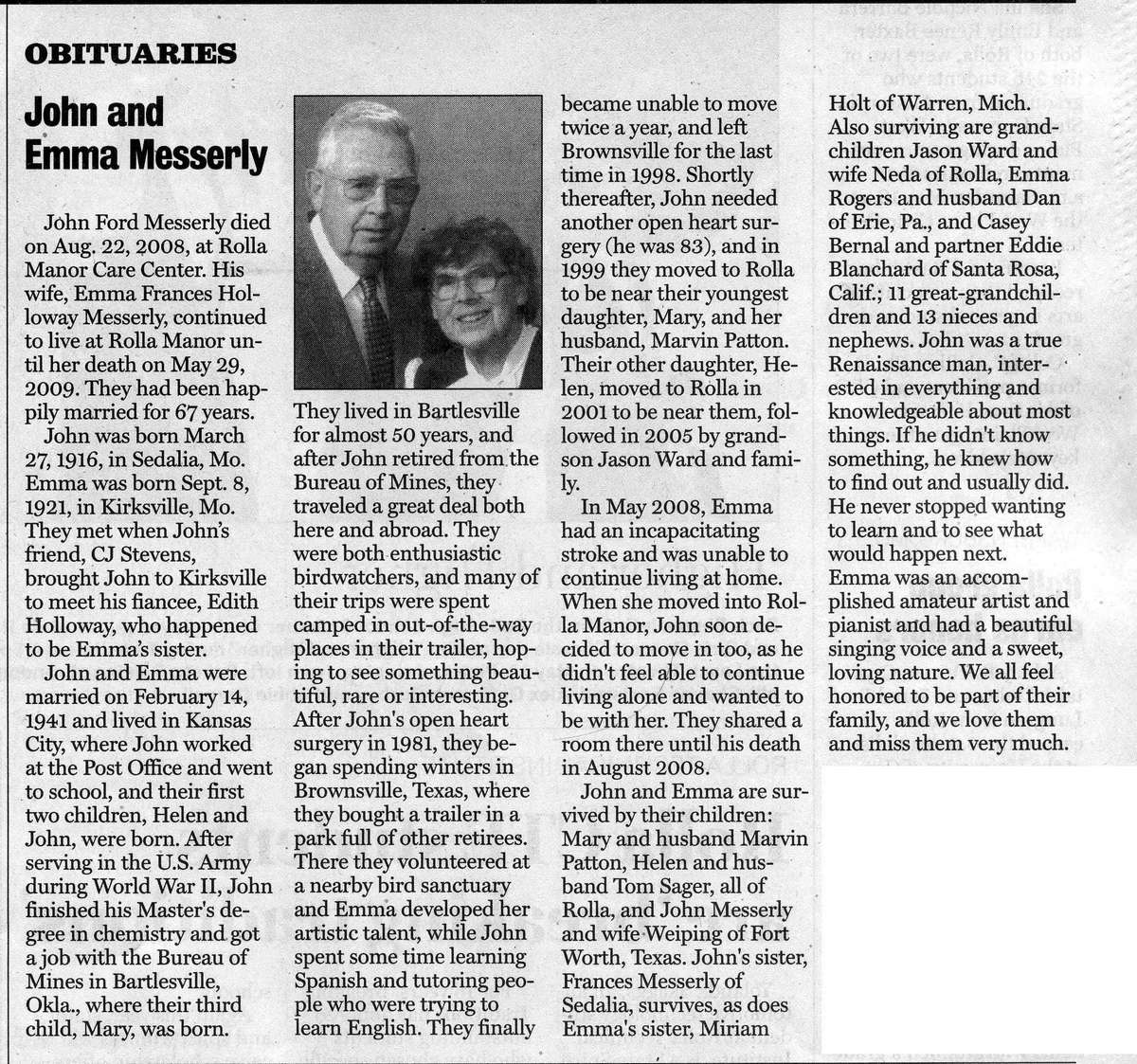 John & Emma Messerly (1916-2008, 1921-2009)