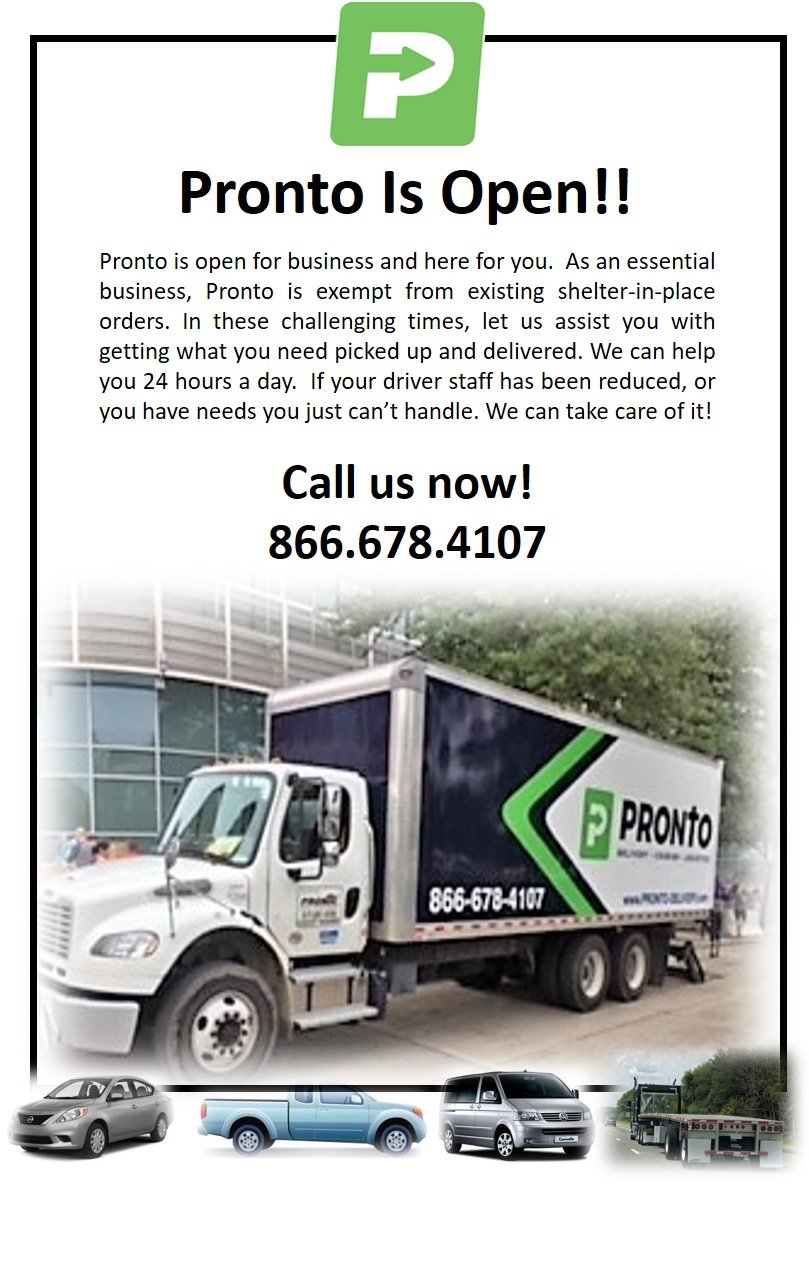 Pronto Is Essential & Open! Call Us Now!