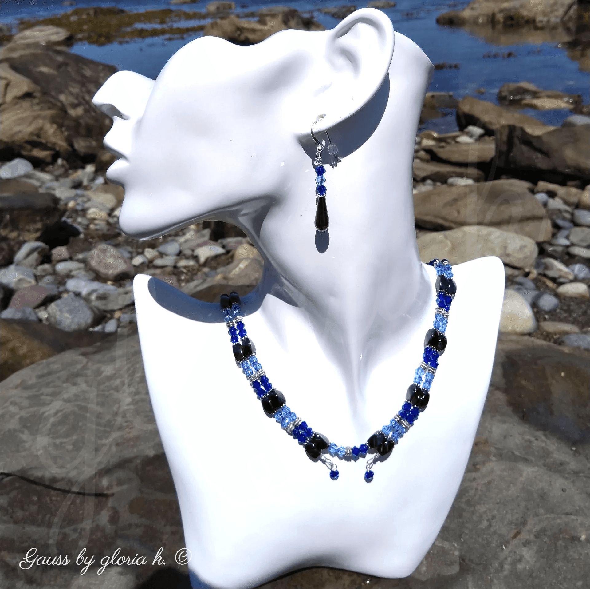 Energy/Pain Magnetic Wrap Anklet Necklace: Blue Storm