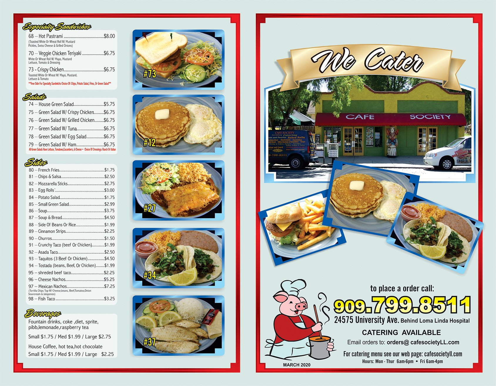 Cafe Society - Loma Linda, CA- 1Menu