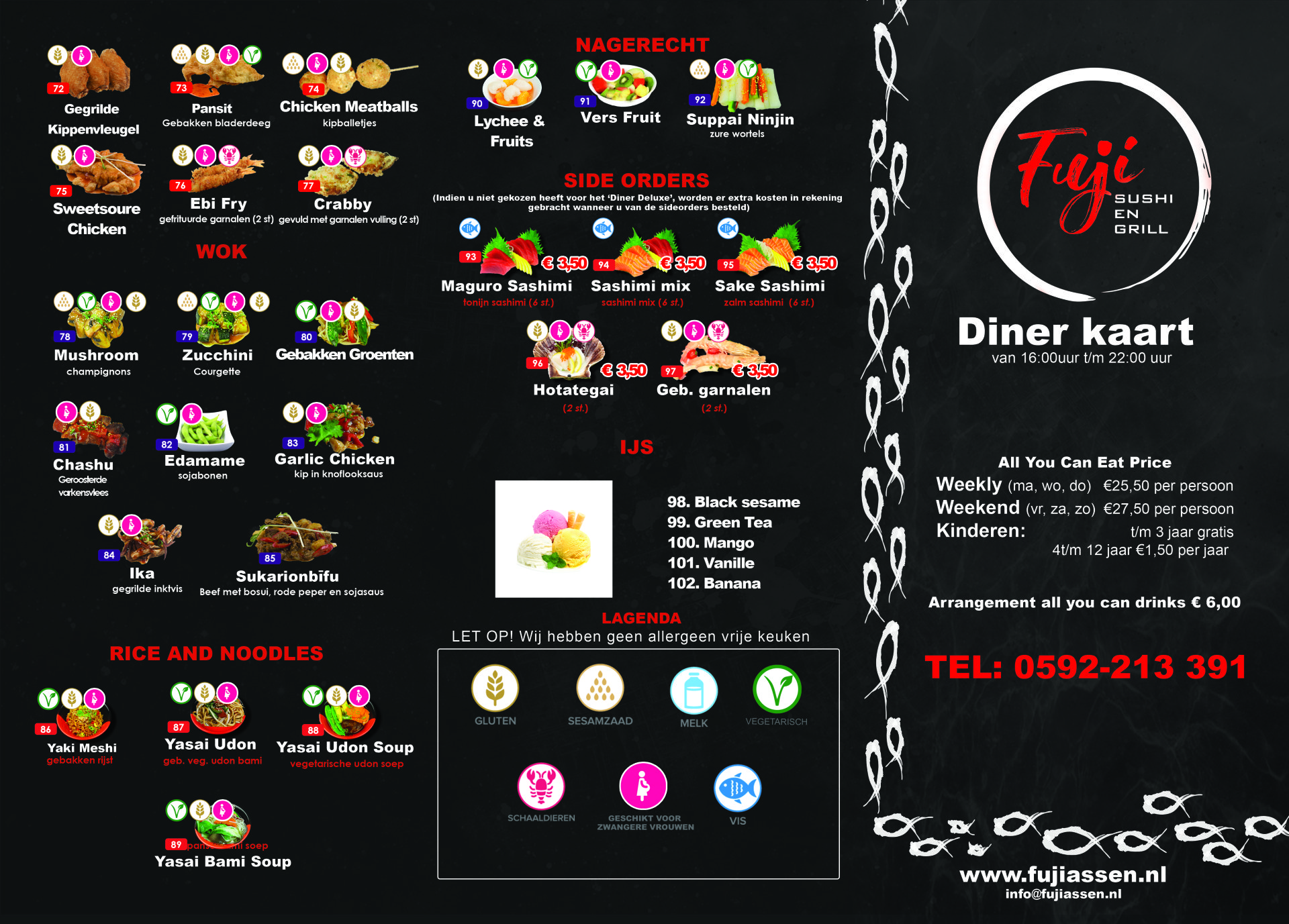 Menu | Fuji Sushi & Grill Assen | All you can eat | Sushi Assen