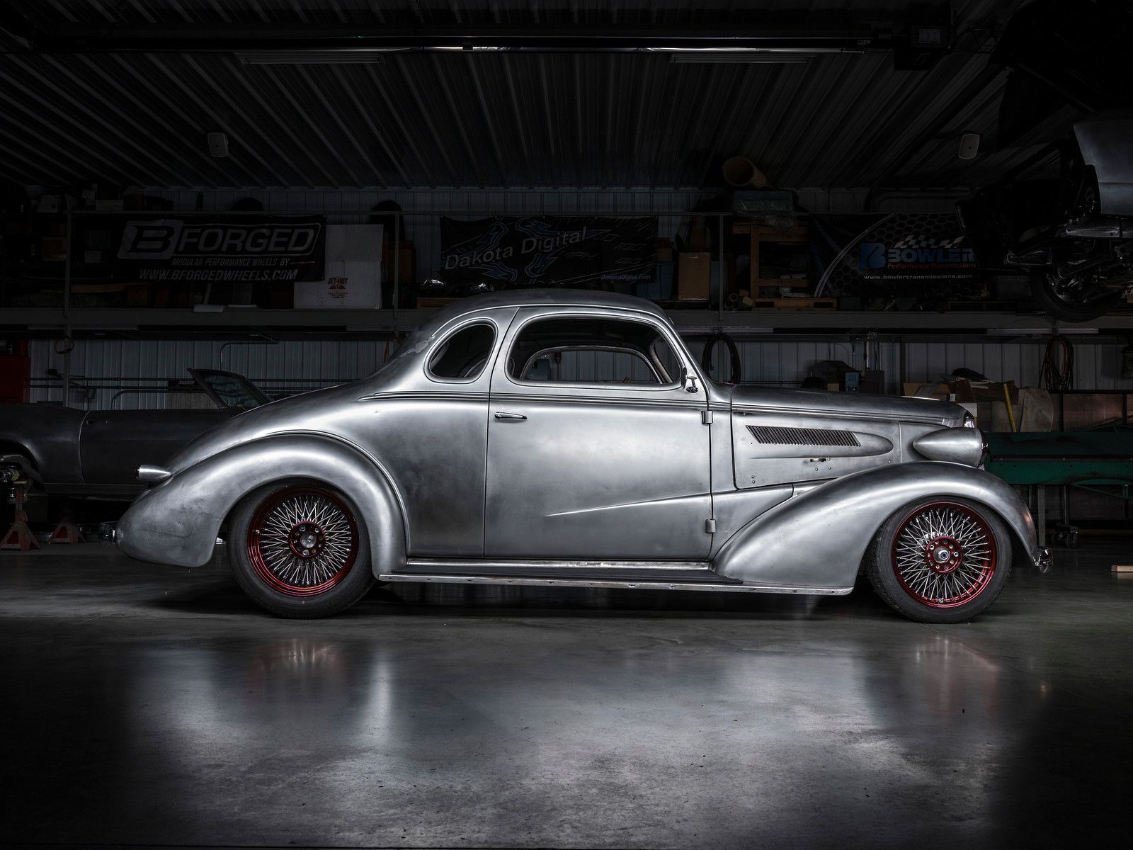 Custom built 1937 Chevy coupe. Custom fabrication and machining