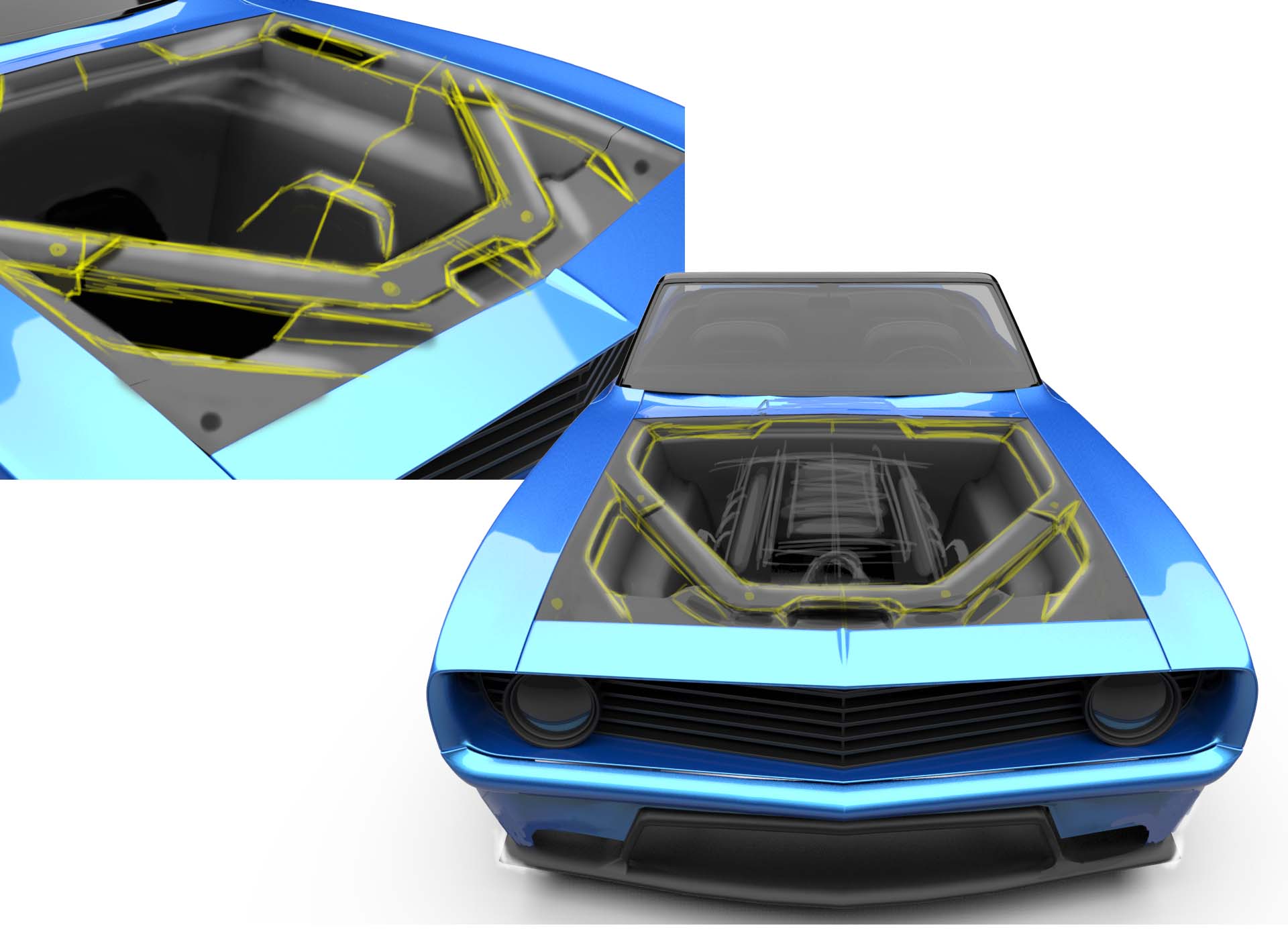 Gumer Alvero's custo built car, a 1969 Camaro. Built in Illinois