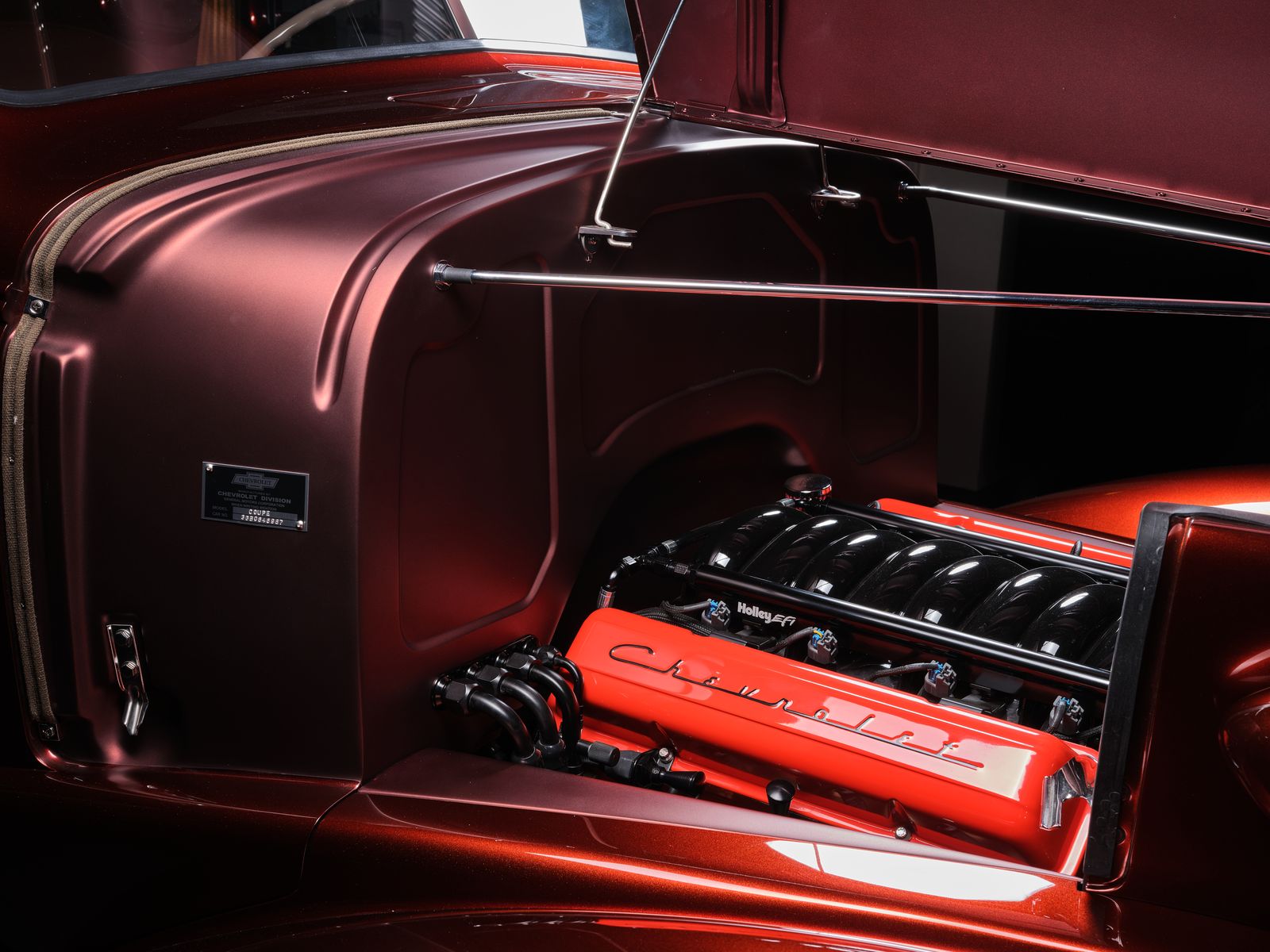 Custom built 1937 Chevy coupe. Custom fabrication and machining
