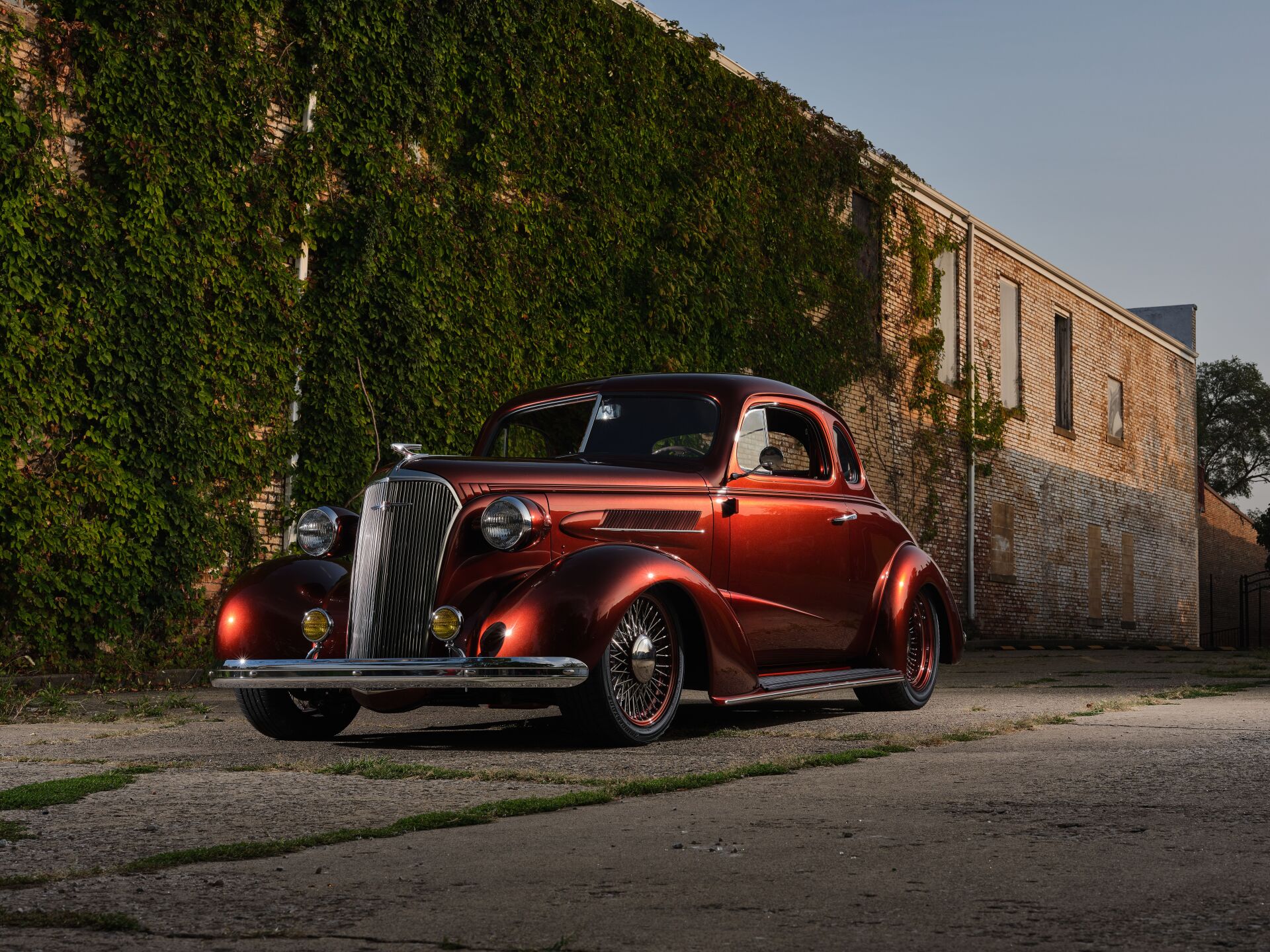 Custom built 1937 Chevy coupe. Custom fabrication and machining