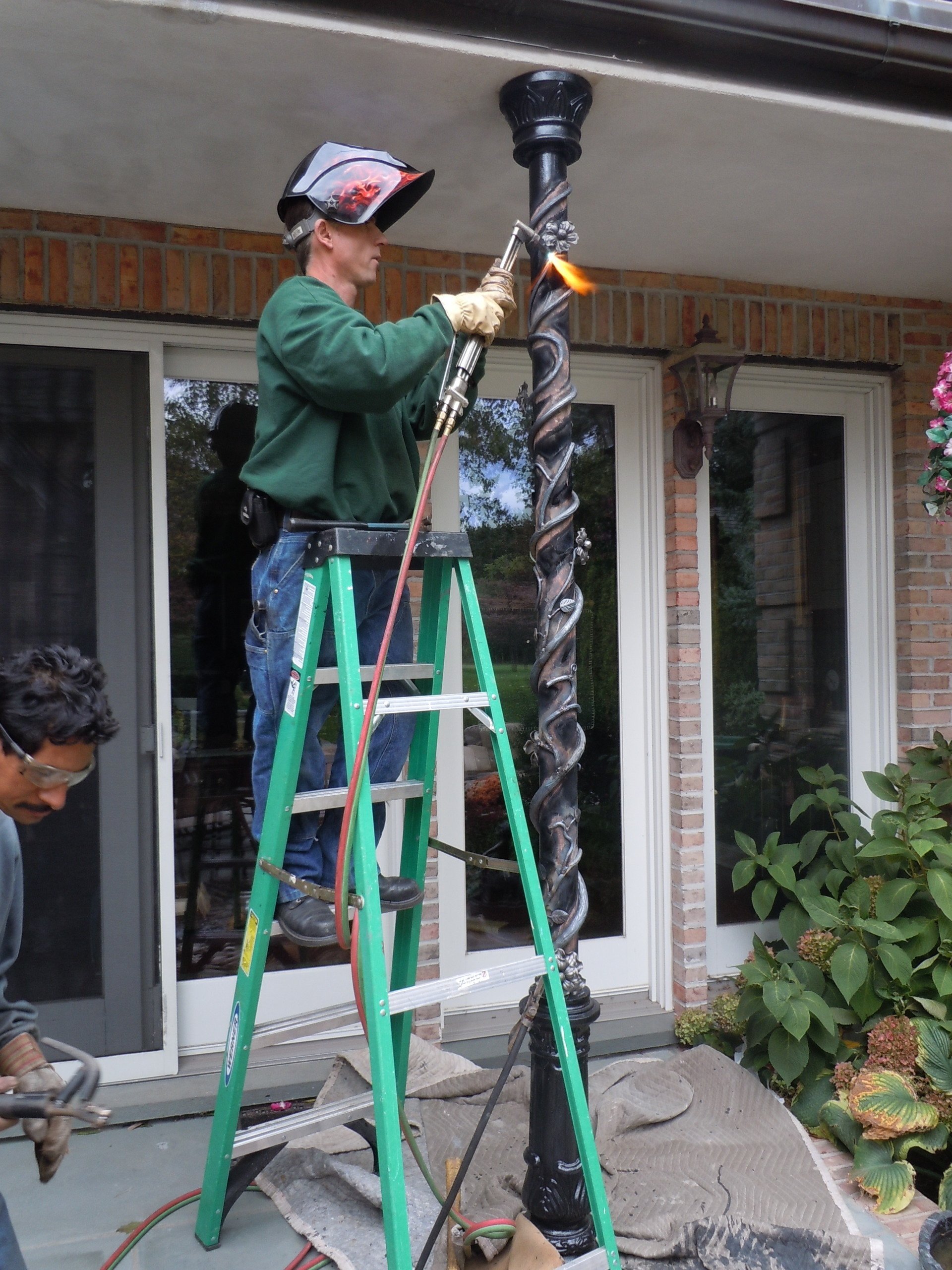 Custom Steel Columns with Vines and Dragonflies