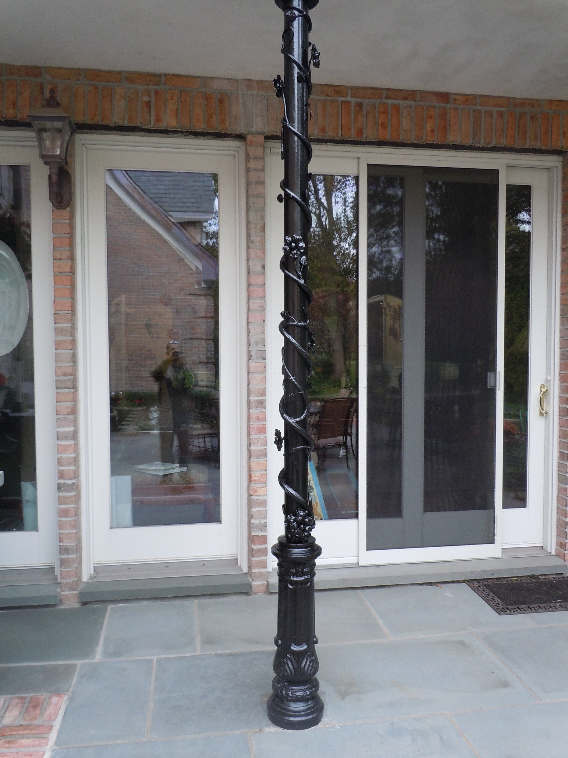 Custom Steel Columns with Vines and Dragonflies