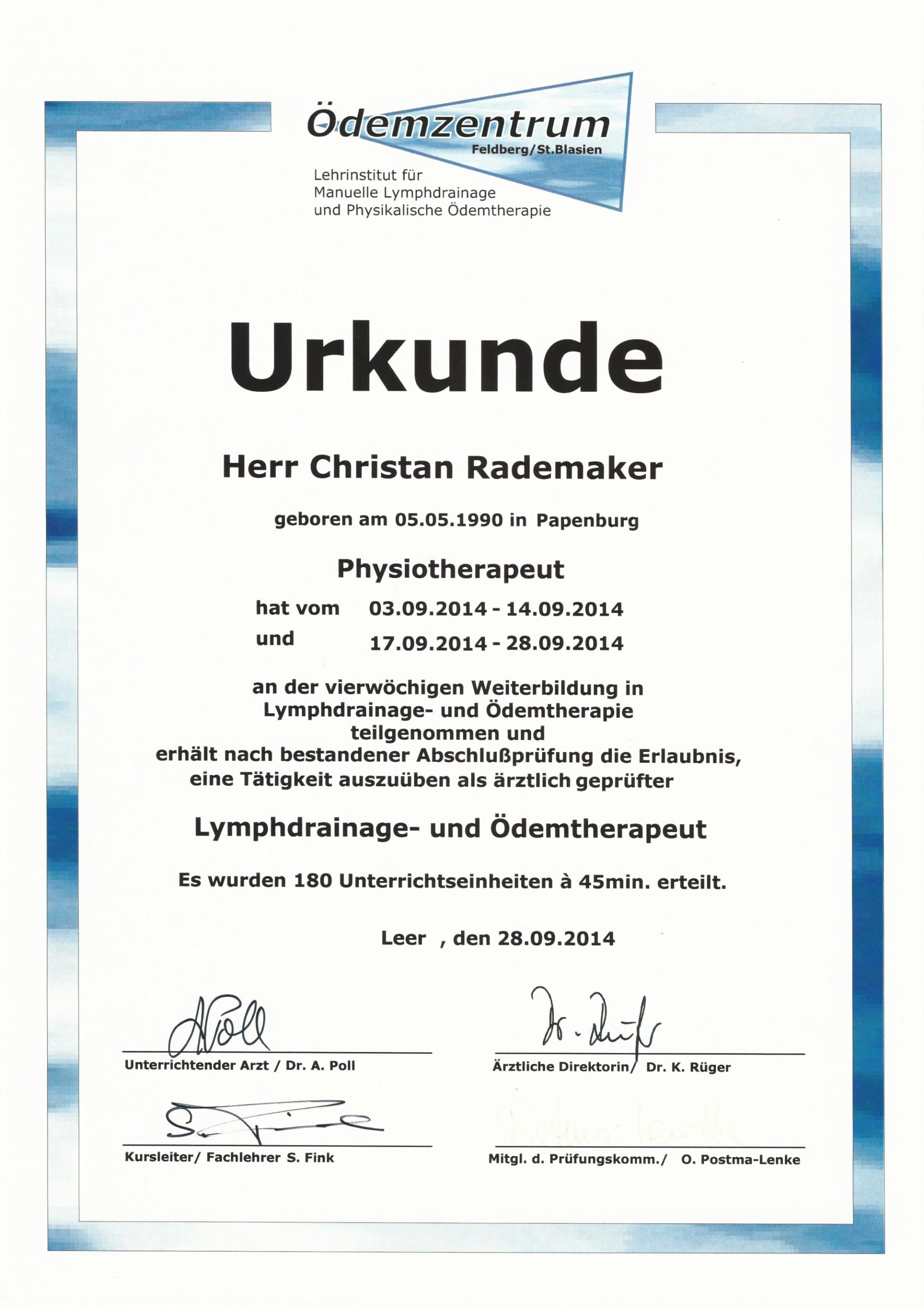 Christian Rademaker | CR Physiotherapie in Aschendorf