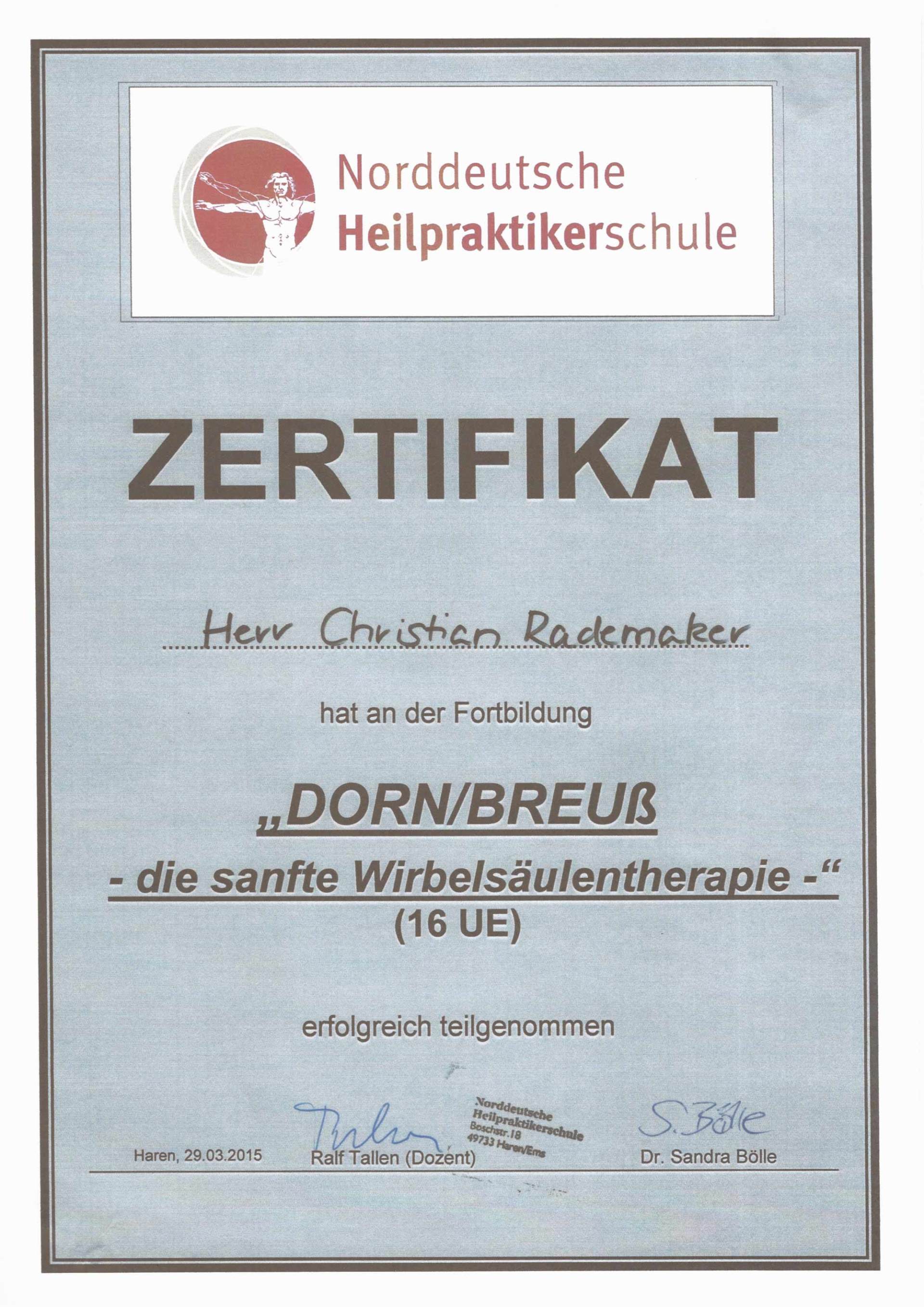 Christian Rademaker | CR Physiotherapie in Aschendorf
