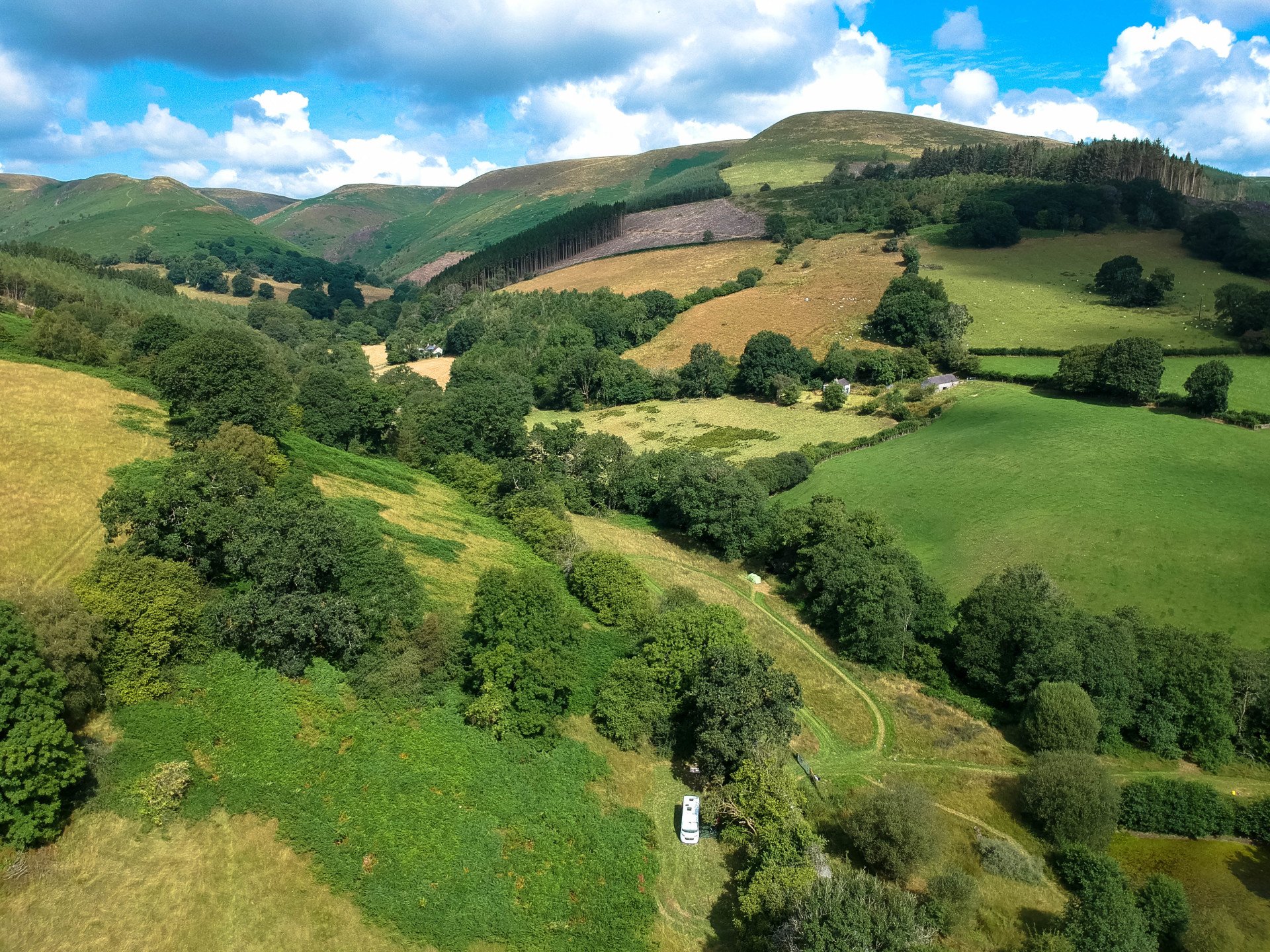 Brecon Beacons camping Nr Llandovery with camp fires and views