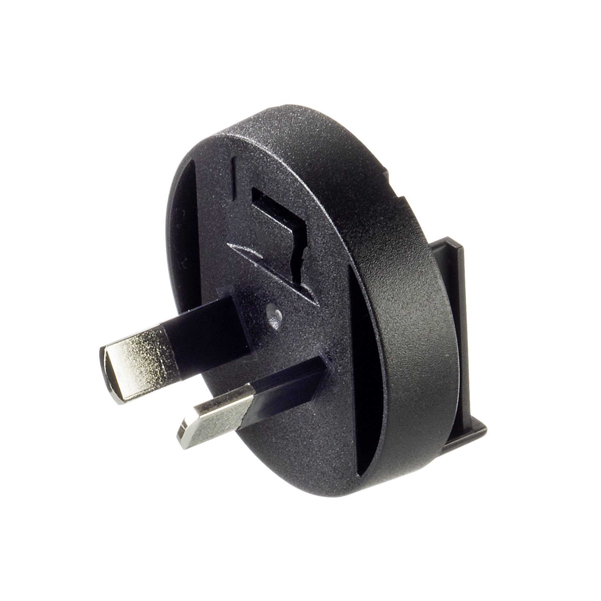 Interchangeable AC country plugs for power supplies