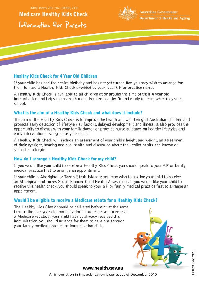 Healthy Kids Check (age 3 1/2 - 5)