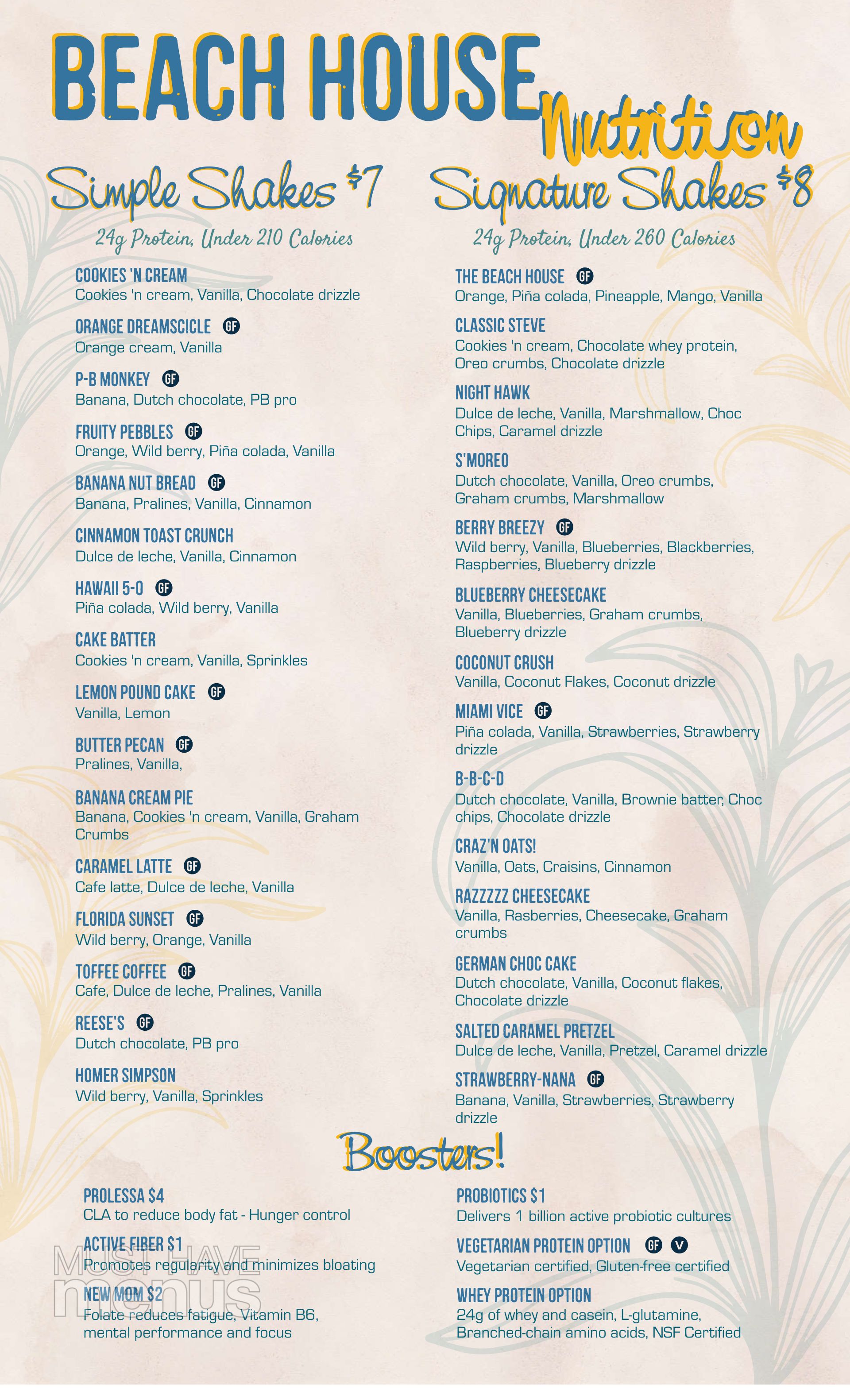 Our Menu | Pinellas County | Beach House Nutrition