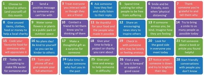 Action For Happiness Altruistic August Calendar