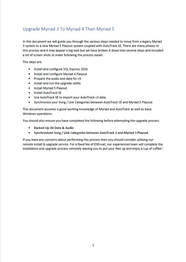 Myriad 5 Playout Support