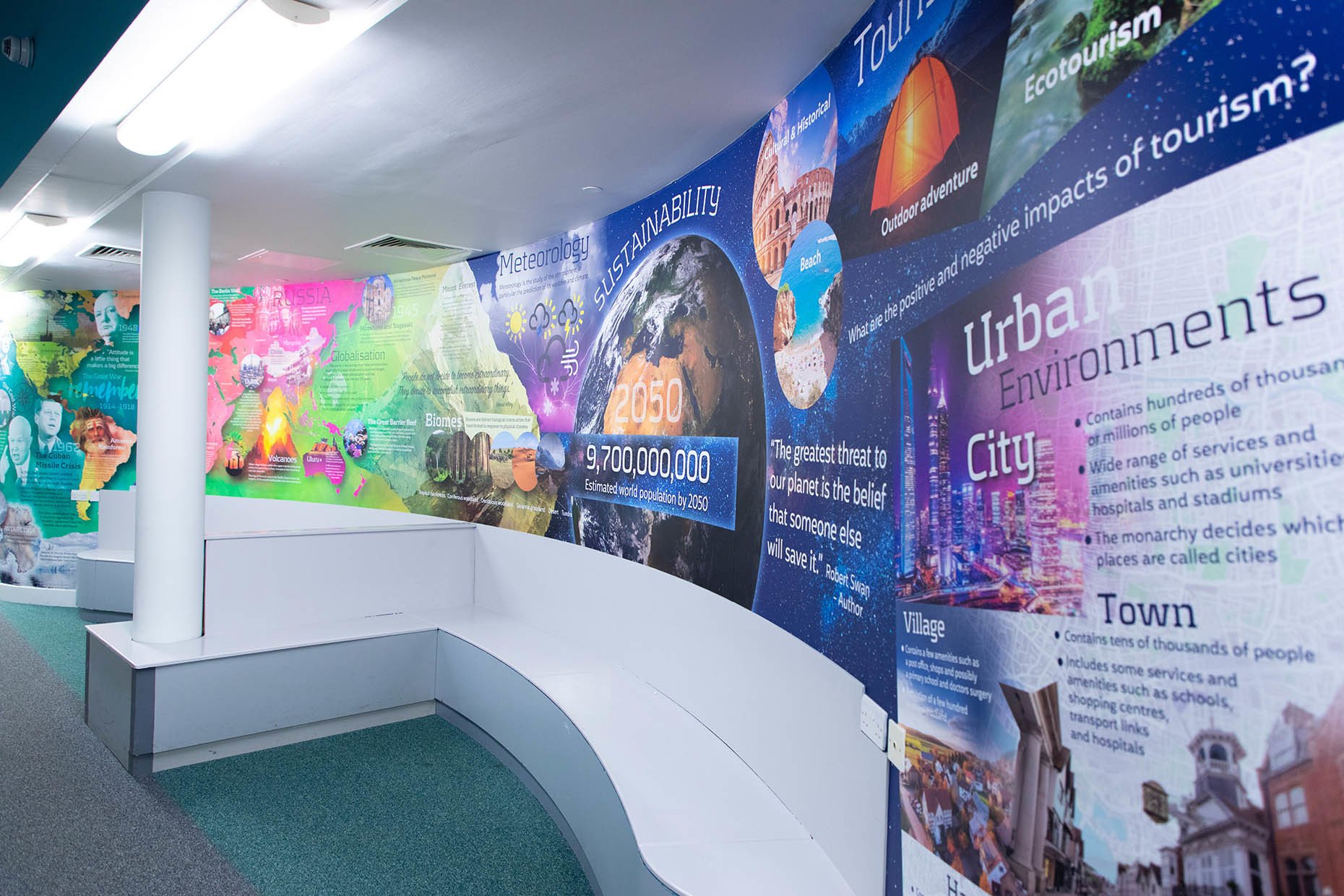 Pre designed educational School murals. Save on painting corridors!