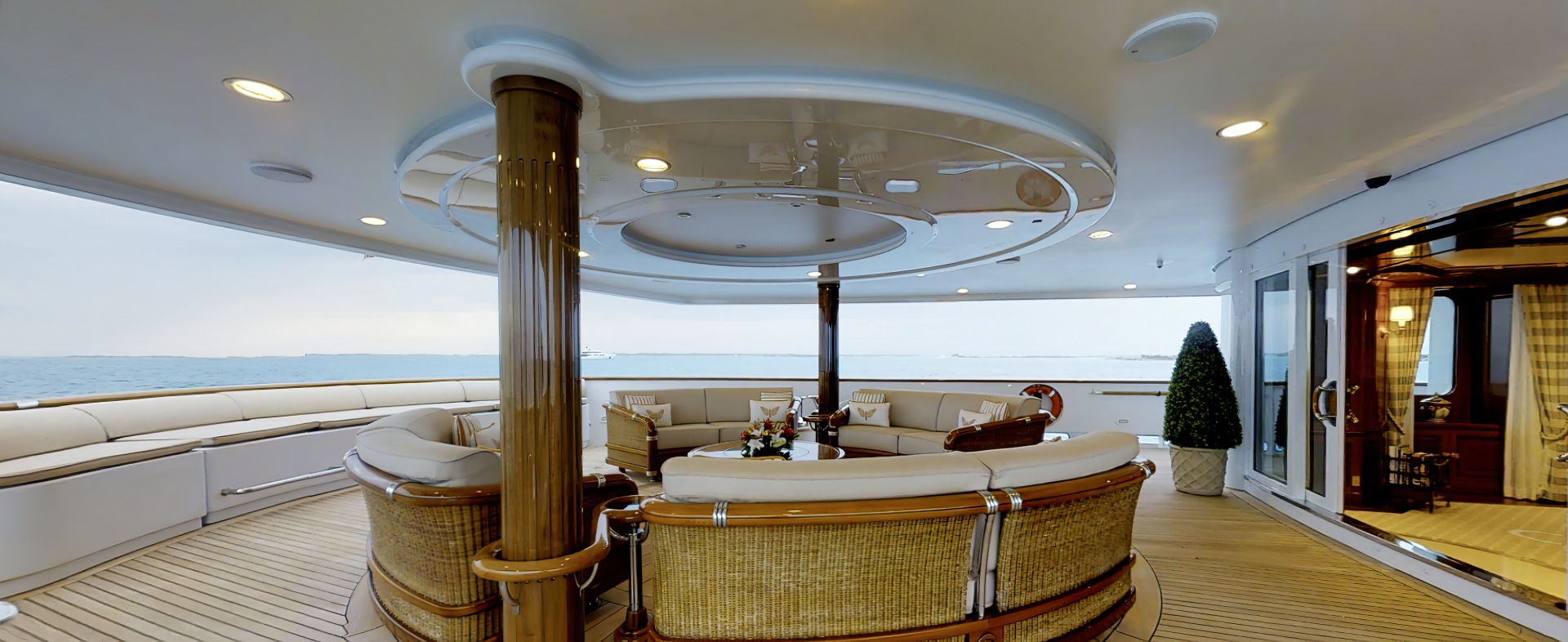 Main Deck Aft | Yacht Katharine entertainment deck | luxury yacht charter