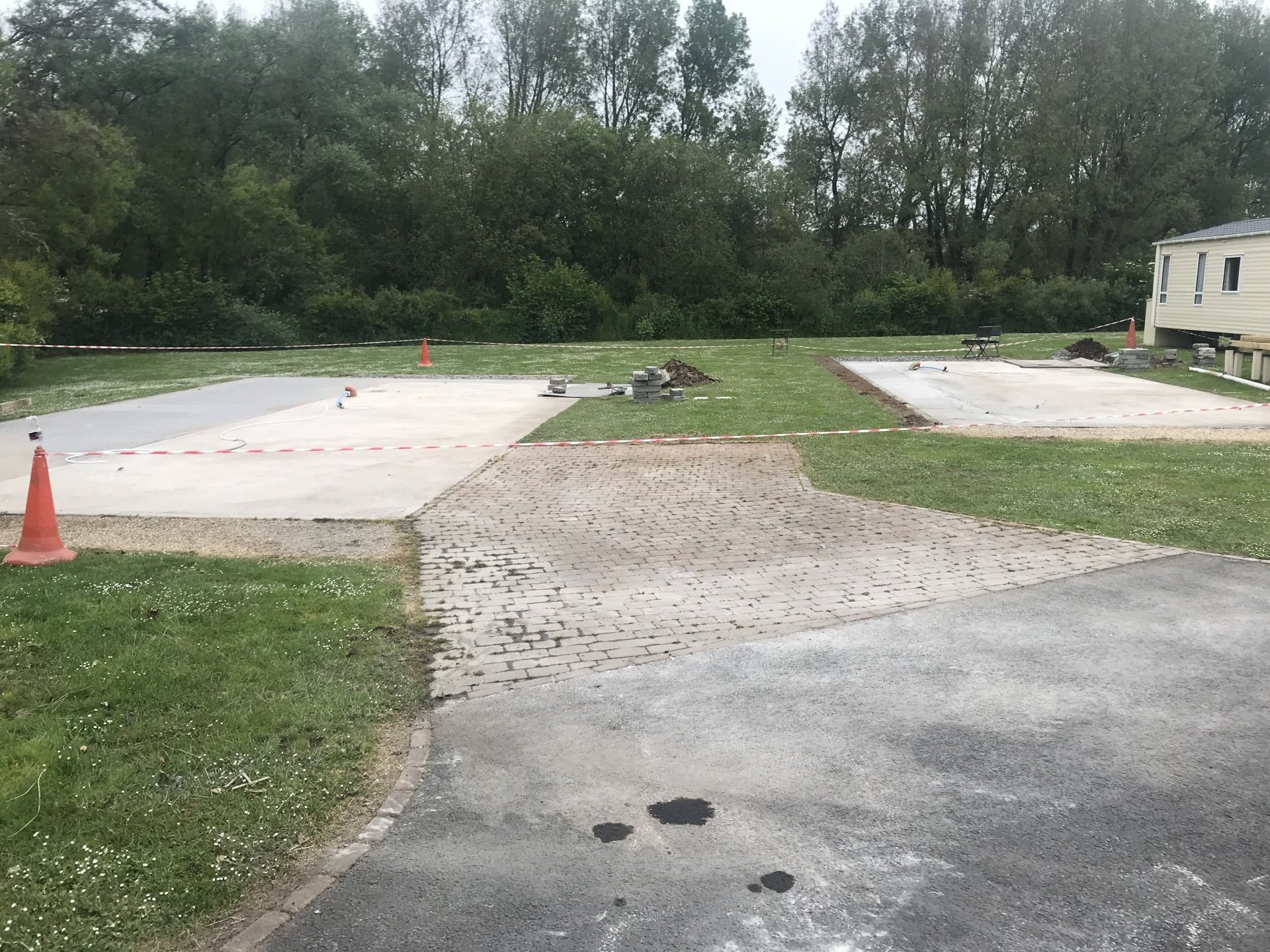 Civils, concrete bases for lodges and caravans and associated grounds work