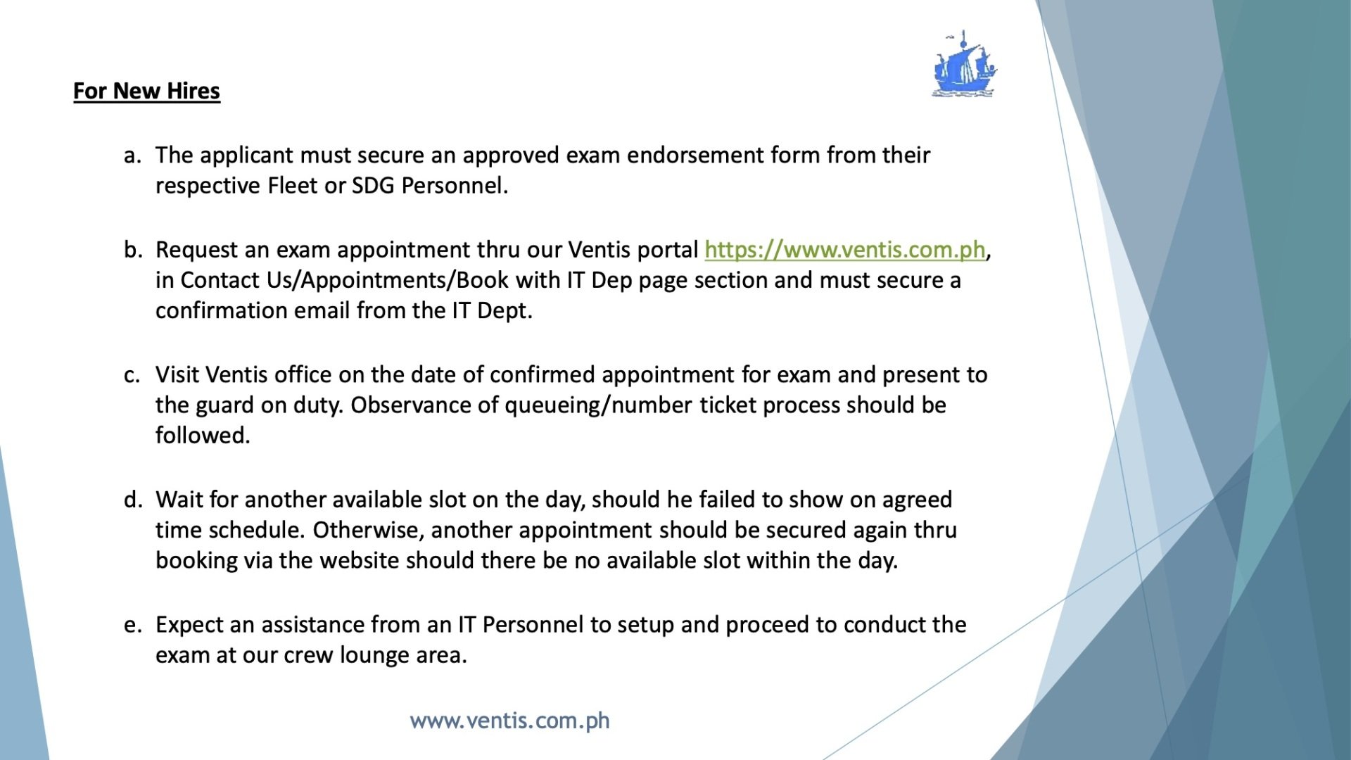 New SETS Examination Guidelines