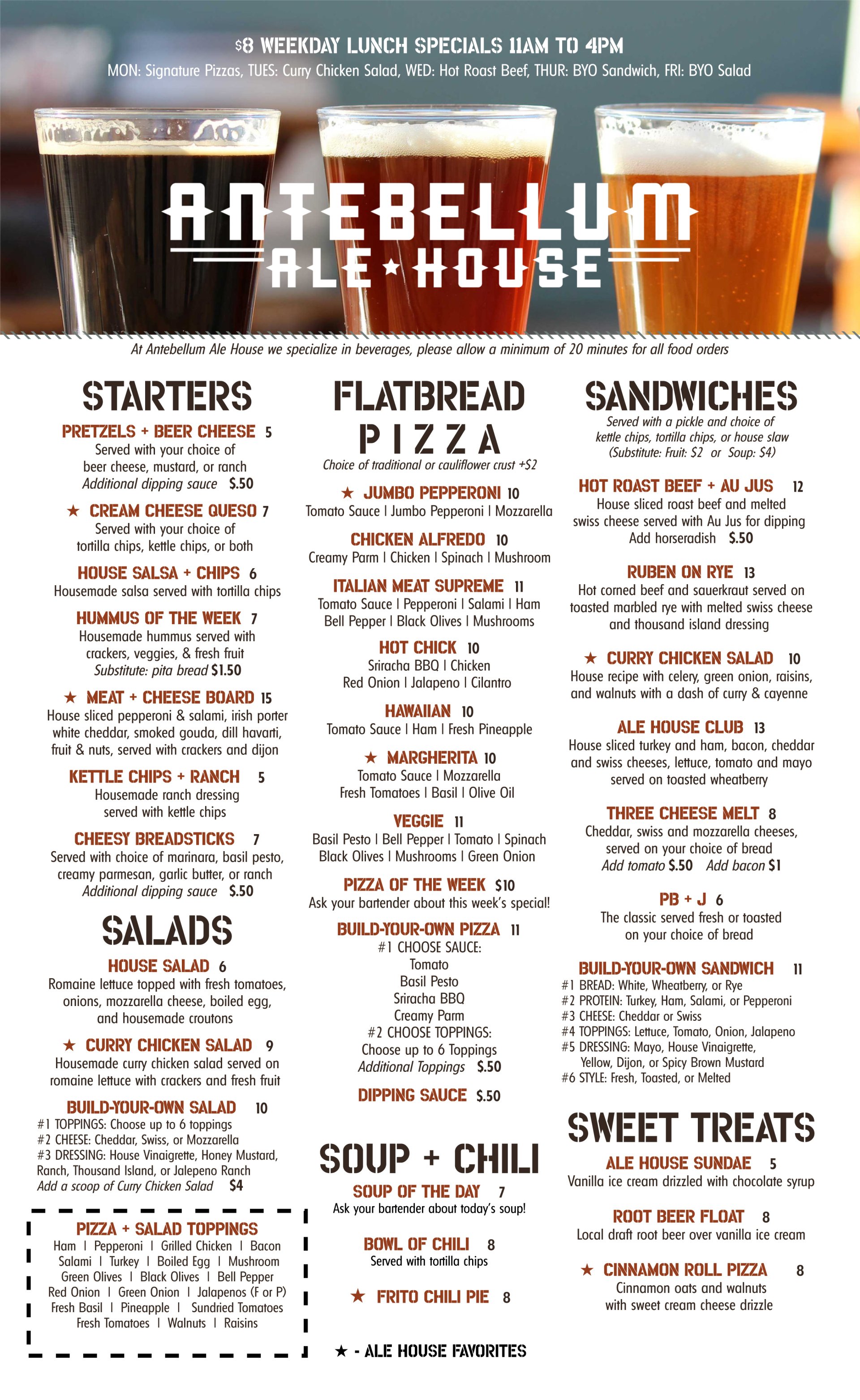 Menu | Antebellum Ale House