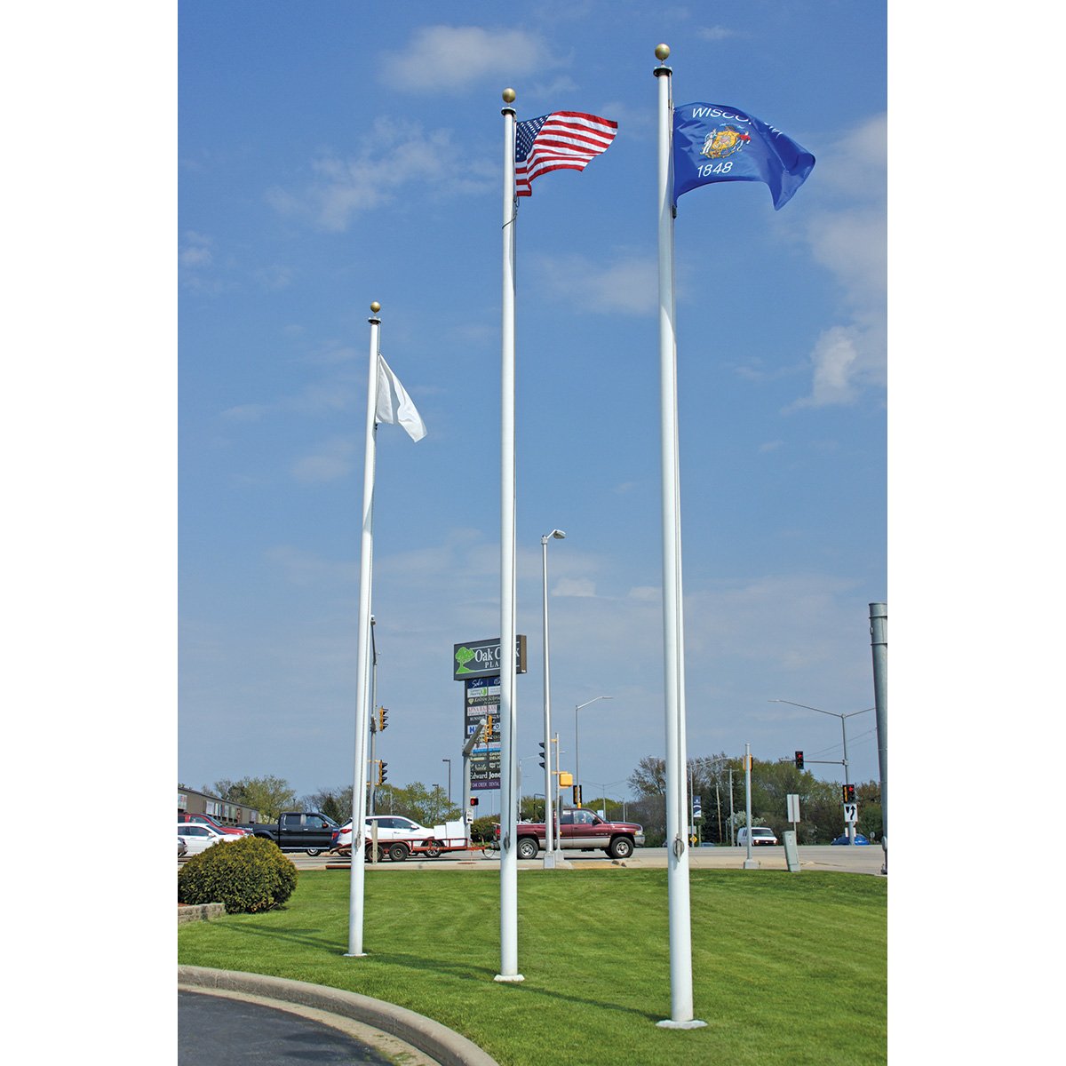 External Halyard Flagpoles For Sale with Cleat & Collar
