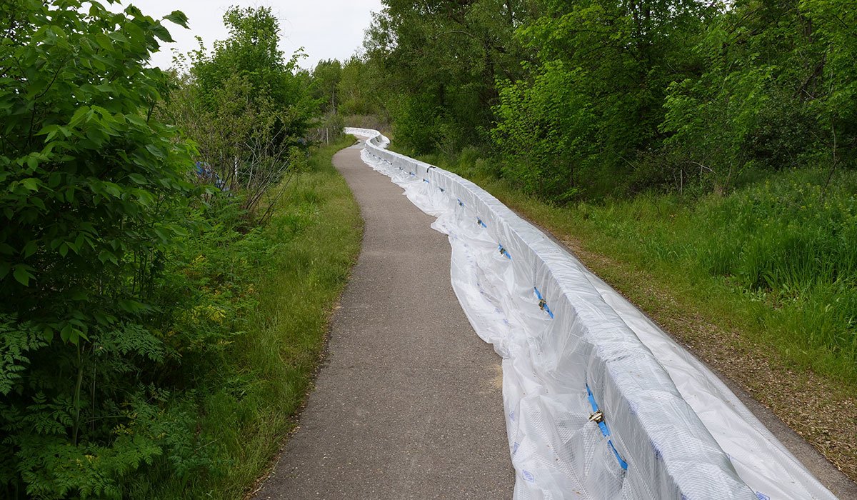 Ada County installing Muscle Wall flood barriers on Greenbelt