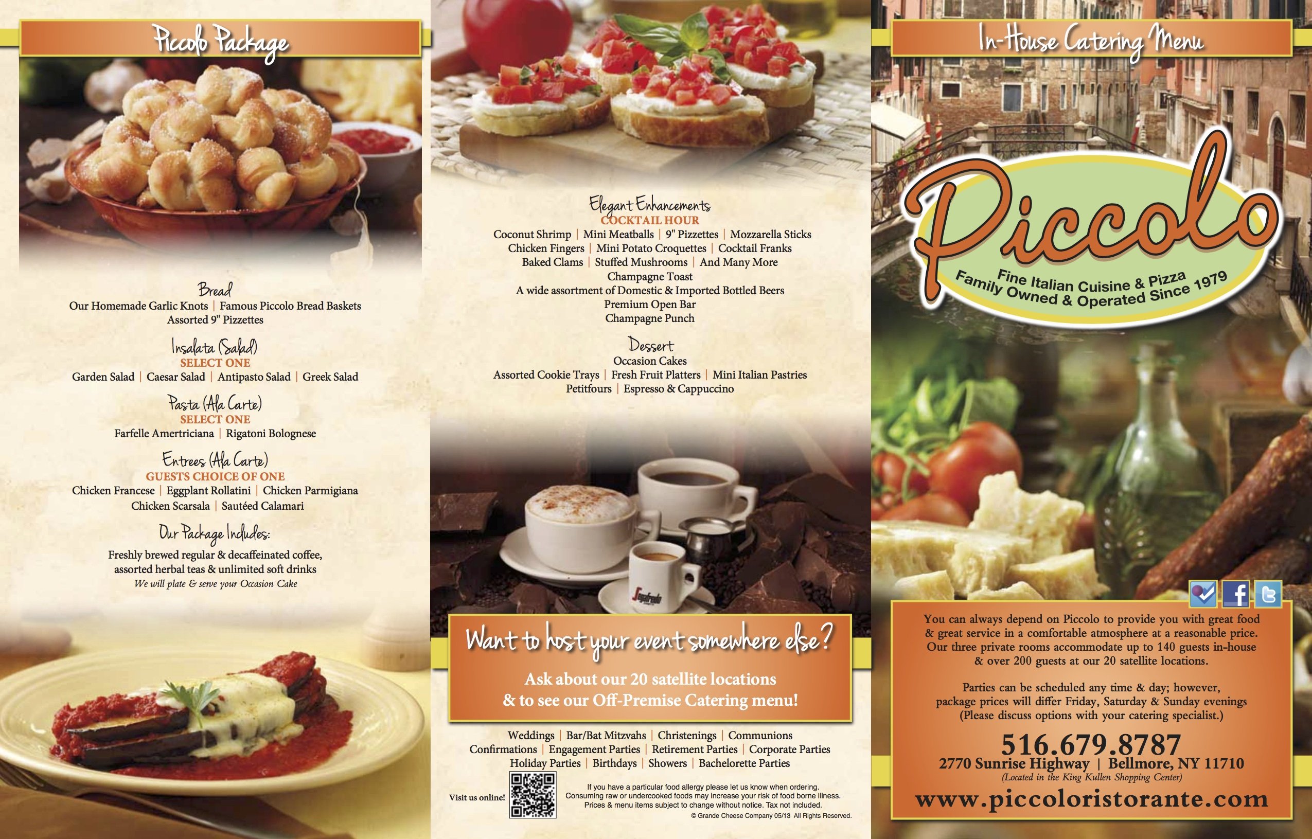 In-House Catering Menu | Merrick & Bellmore, NY | Piccolo Ristorante