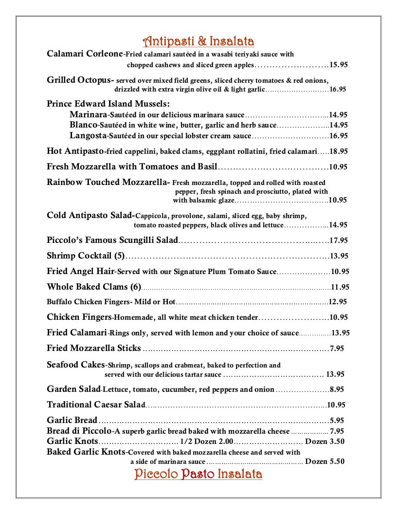 Dinner - Piccolo Ristorante - Bellmore, NY