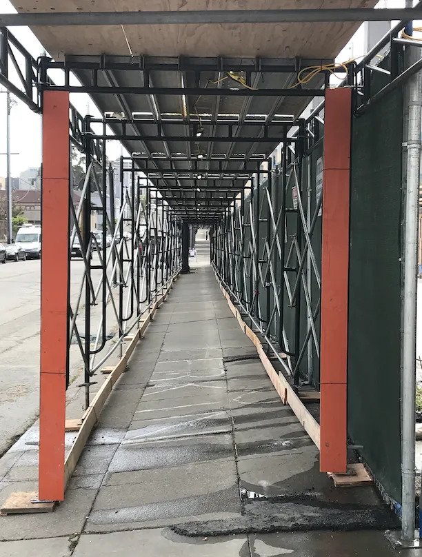 Elite Scaffold’s pedestrian canopy solutions provide safe public access