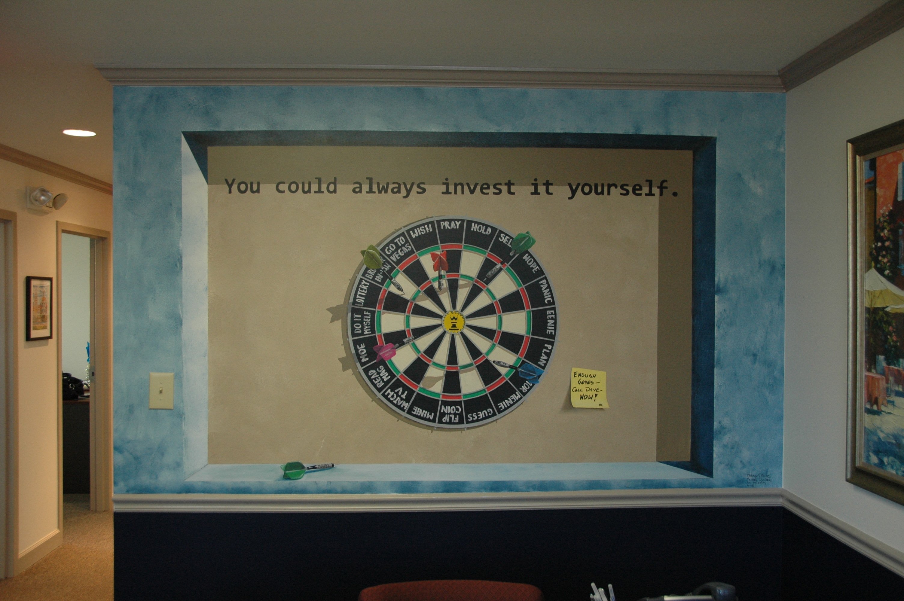 Mural Artist Paints Interior Trompe l'oeil for Adams Investments Brentwood