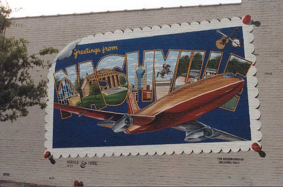 Unique Postcard Mural Greets Visitors to Nashville by Murals & More