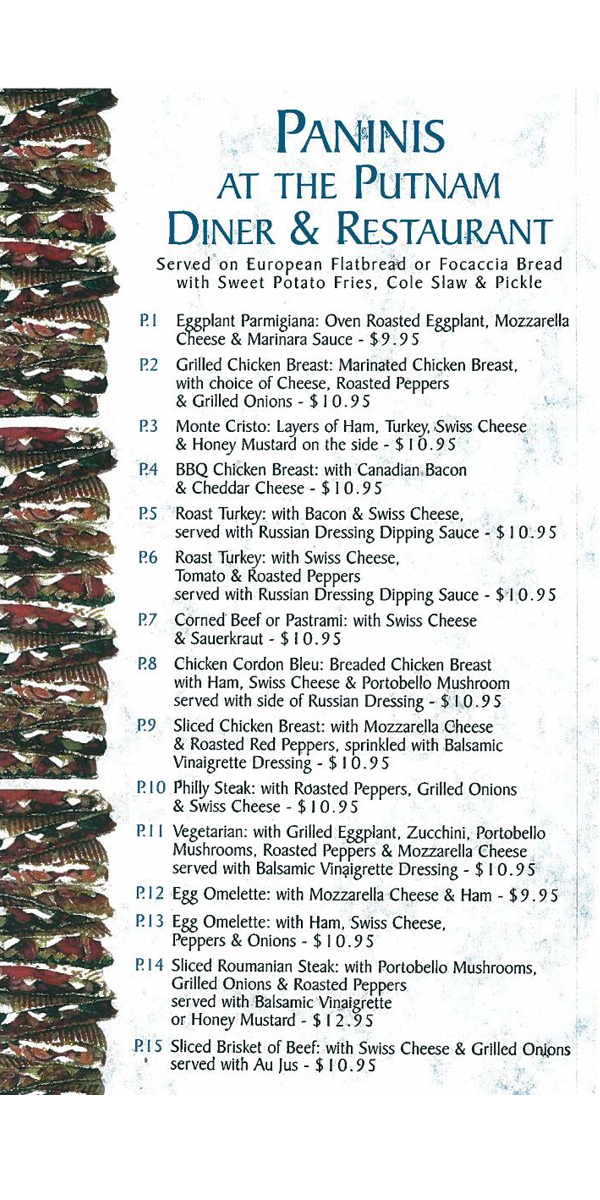 Paninis - Putnam Diner and Restaurant, Patterson, NY