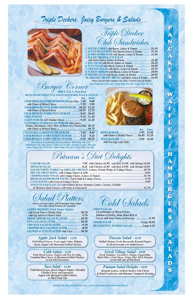 Triple Deckers, Juicy Burgers, Salads - Putnam Diner and Restaurant ...