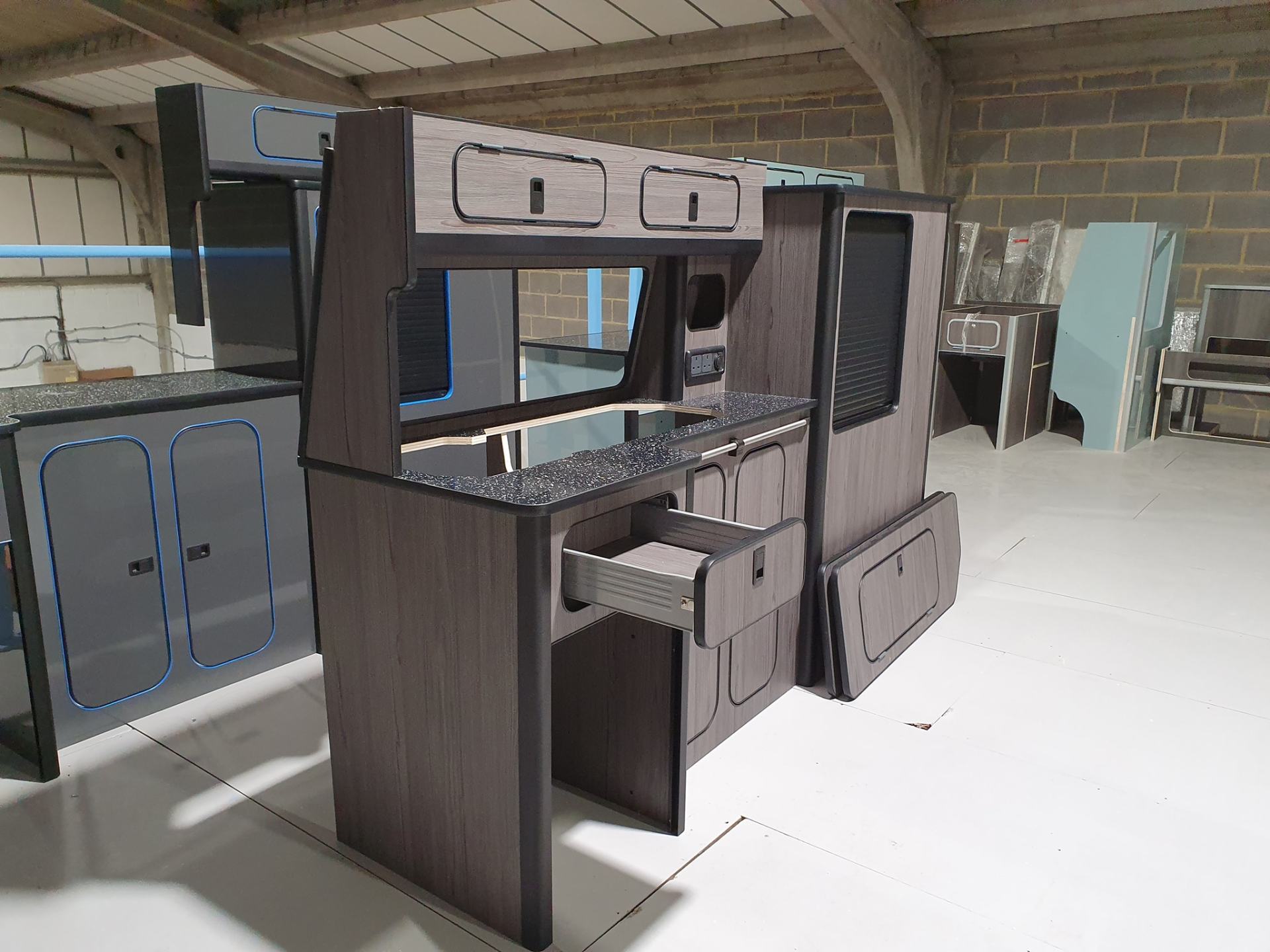 Campervan kitchen units designed by Northern Rose