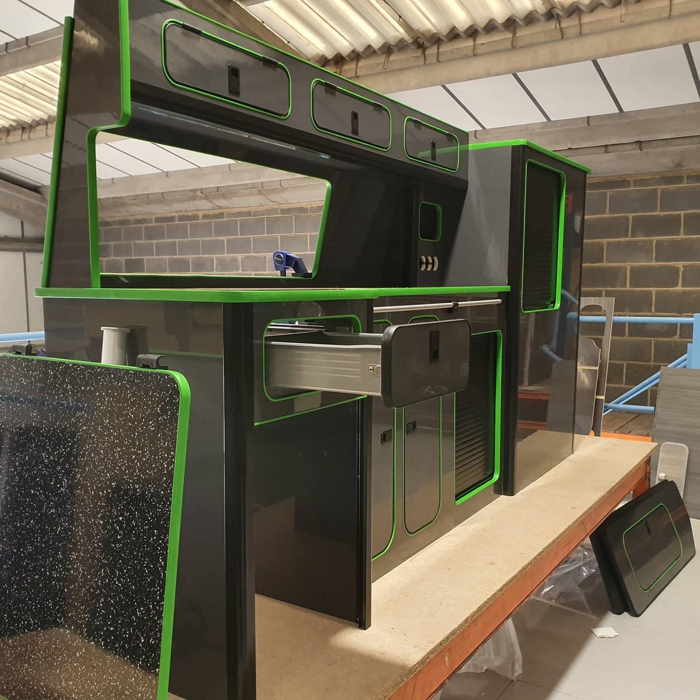 Campervan kitchen units designed by Northern Rose