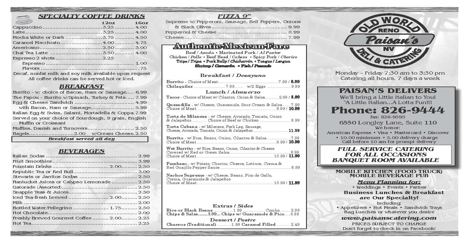 Delicatessen | Reno, NV | Paisan’s Old World Deli & Catering