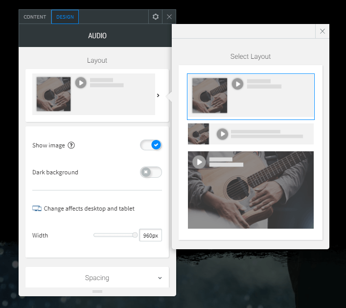 Agregar widget de audio