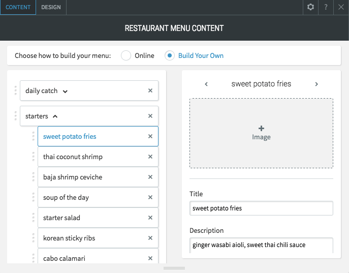 Menú de restaurante