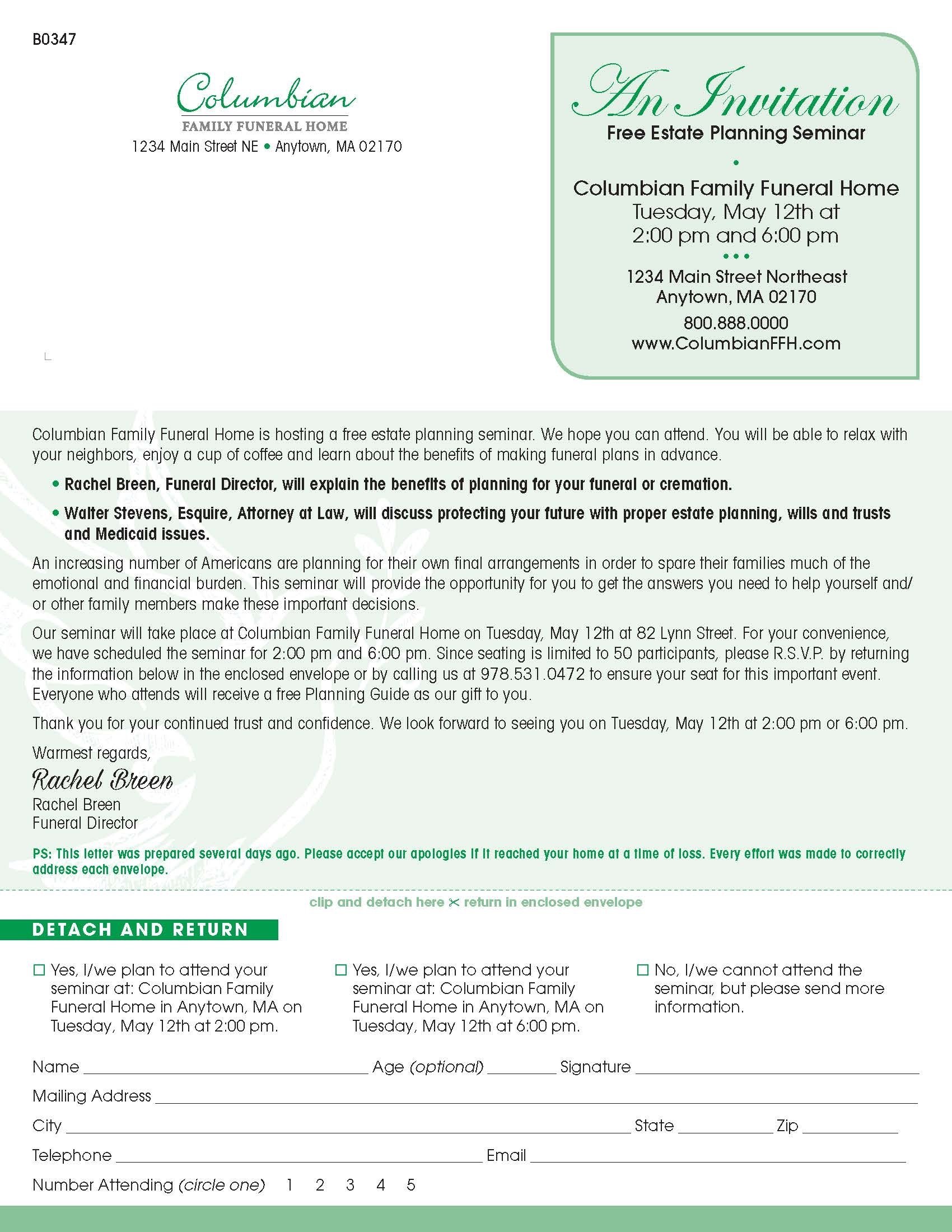 Direct Mail Invitations | FAC Marketing Experts in Funeral Home ...